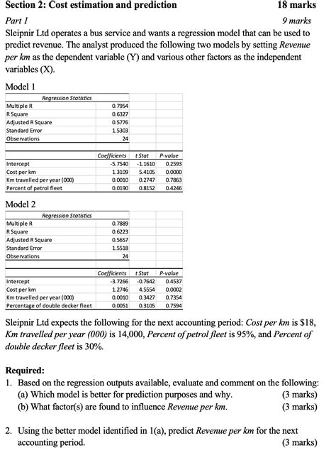 Solved Section 2 Cost Estimation And Prediction 18 Marks Chegg Com