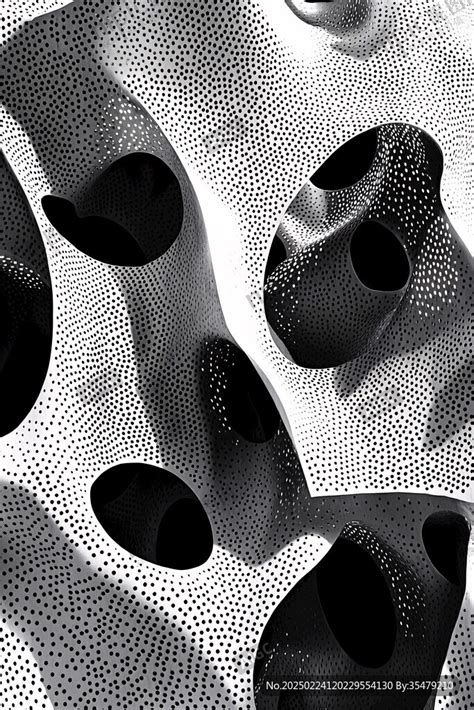 Ai创作图3d抽象连续凹凸肌理 参数化设计 参数化曲面 参数化设计实例 参数化图案 黑白色点线面形体 3d膨胀图案 纳米结构 非线性表皮 抽象蛋白图形 立体图案设计 立体点阵画 3d抽象图案