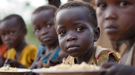 Niños Africanos Hambrientos Están Pidiendo Comida Desnutrición Retrato