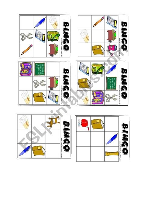 Printable Bingo Cards Classroom Objects Bmolx