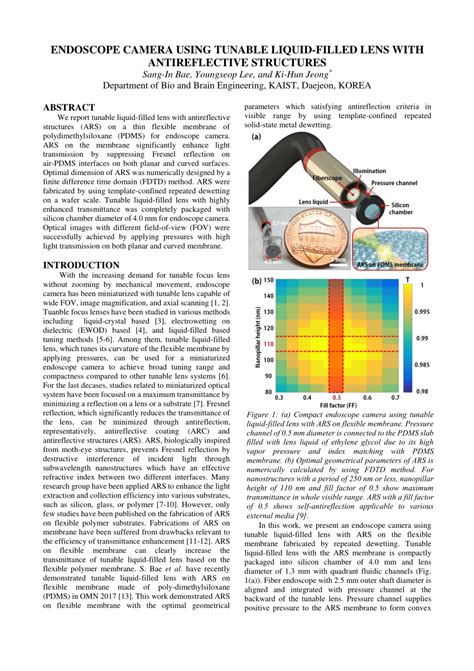 Pdf Endoscope Camera Using Tunable Liquid Filled Lens With Antireflective Structures