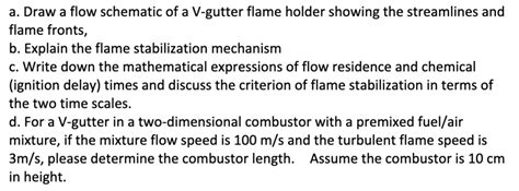 A Draw A Flow Schematic Of A V Gutter Flame Holder Showing The Streamlines And Flame Fronts B