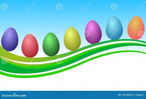 Collection Of Colored Eggs Eggs On Waves Stock Illustration