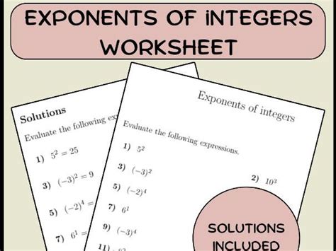 Integer Exponents Worksheet With Answers Properties Of Integer