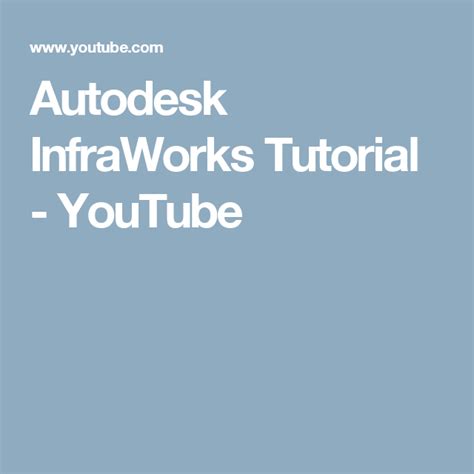 Autodesk Infraworks Tutorial Youtube Tutorial Autodesk Youtube