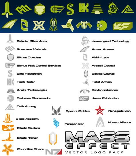 Mass Effect Logo Vector Illustrator Pack Download Free Vector Art Free Vectors