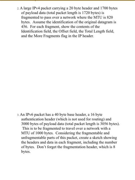 solved 2 a large ipv4 packet carrying a 20 byte header and