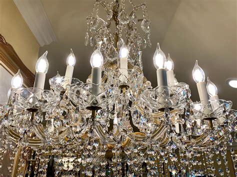 Magnificent 25 Light Maria Theresa Swarovski Crystal Olde World Gold