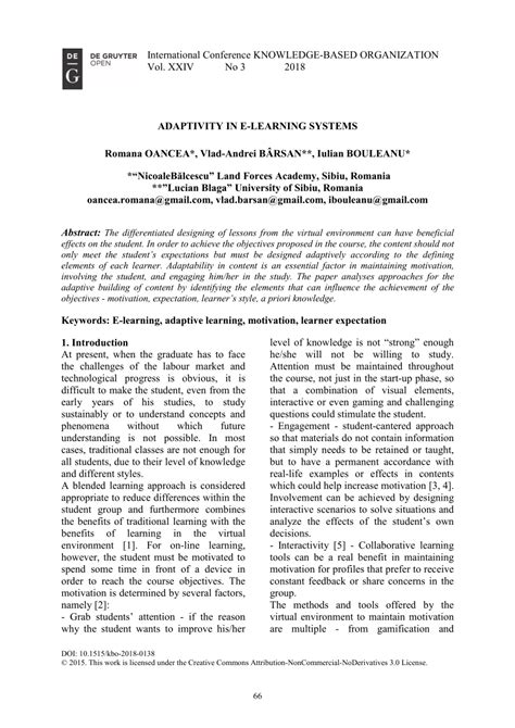 Pdf Adaptivity In E Learning Systems