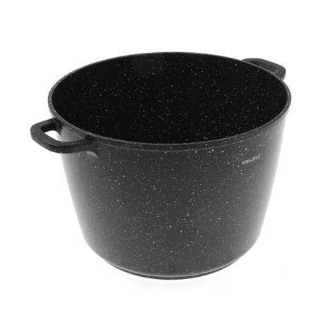 Тенджера от лят алуминий мраморирана със стъклен капак 24 см 6 2 литра черна Kinghoff