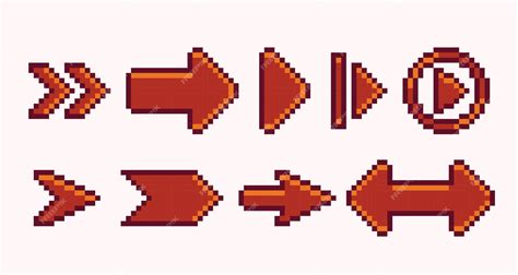 Premium Vector Arrows Pixel Art Set Play Next Forward Buttons Collection 8 Bit Sprite