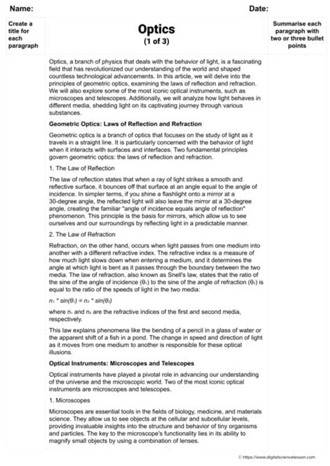 Optics Principles Of Geometric Optics Laws Of Refraction And Reflection