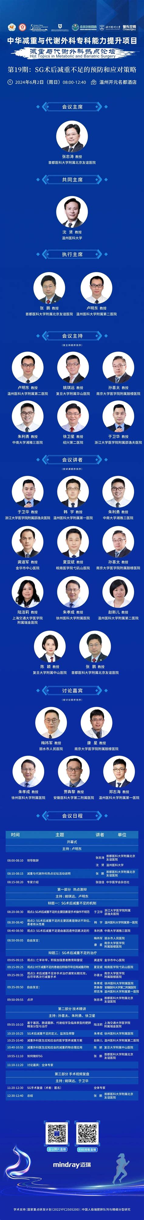 【会议通知】6月2日 08 00 12 40 中华减重与代谢外科热点论坛 第19期 Sg术后减重不足的预防和应对策略 合作 空间 Com