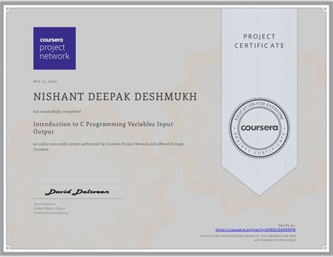 Cprogramming Certification Programmingskills Nishant Deshmukh