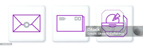 골판지 상자에 있는 선 피자 봉투 및 아이콘을 설정하십시오 벡터 나무 기둥에 대한 스톡 벡터 아트 및 기타 이미지 나무 기둥