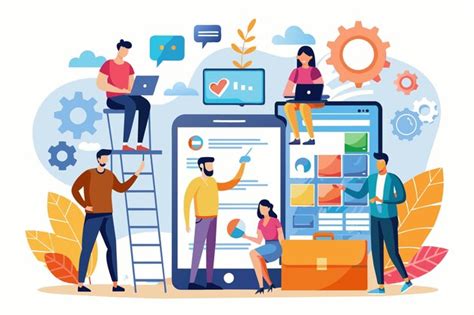 The Development Team Creates A Mobile Application Business Concept Flat