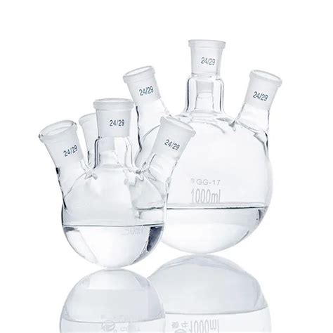 China Laboratory Standard Ground Mouth Borosilicate Glass Flask With Four Necks Manufacturers