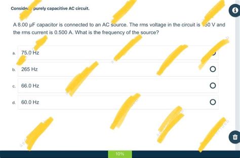 Solved Consider Purely Capacitive Ac Circuit M A 8 00 Pf