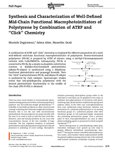 Pdf Synthesis And Characterization Of Well Defined Fully Conjugated