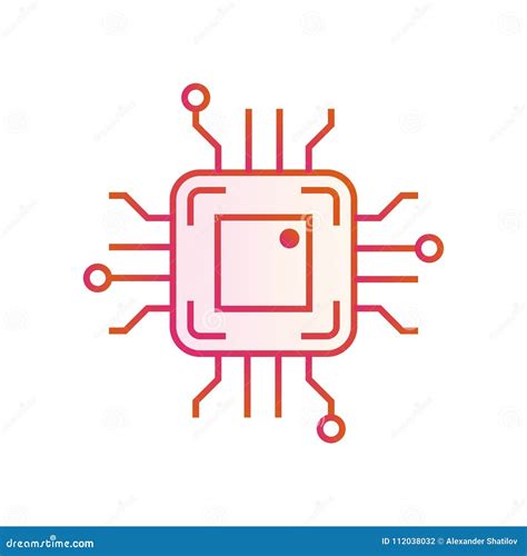 Chip Icon In Line Design Simple Microchip Circuit Board Microcircuit Flat Sign Vector