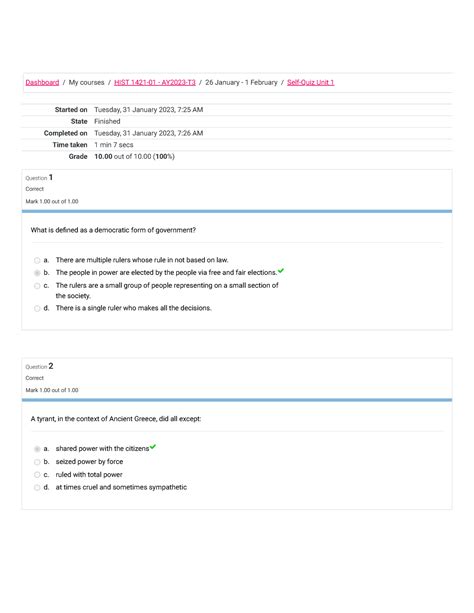 Self Quiz Unit 1 Attempt Review Started On Tuesday 31 January 2023