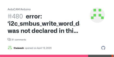 Error ‘i2csmbuswriteworddata Was Not Declared In This Scope · Issue 480 · Arducamarduino