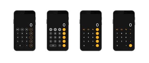 Four Smartphones Displaying Different Calculator Layouts With Numeric