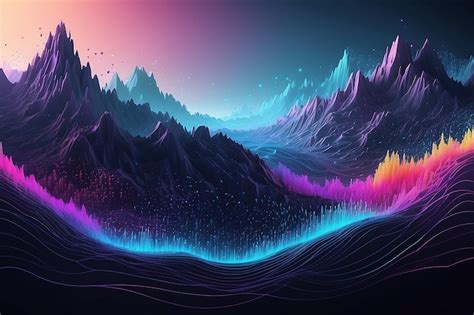 Premium Photo Abstract Digital Landscape With Flowing Particles Cyber Or Technology