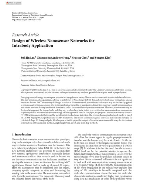 Wireless Nanosensor Networks For Intrabody Application Pdf Computer Network Signal To