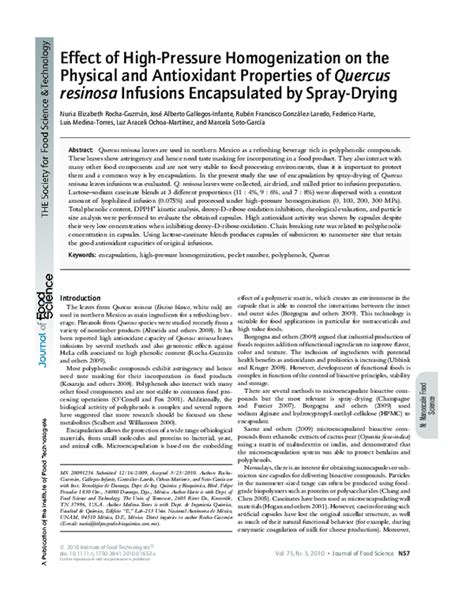 Pdf High Pressure Homogenization Of Quercus Infusions