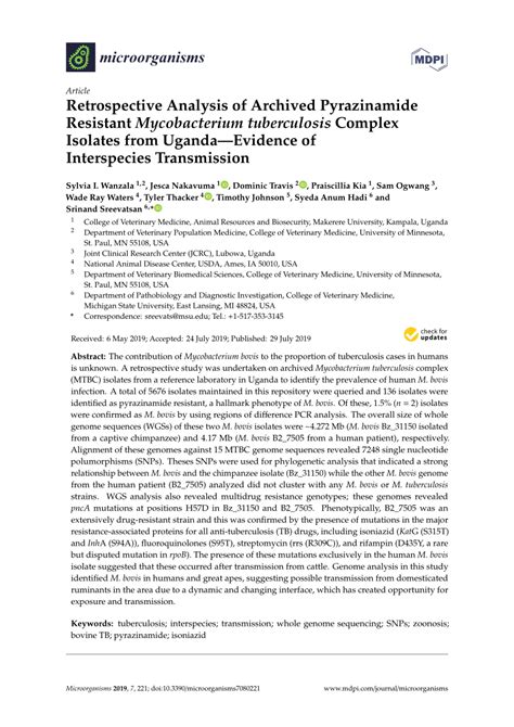 Pdf Retrospective Analysis Of Archived Pyrazinamide Resistant
