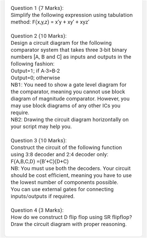 Solved Question 1 7 Marks Simplify The Following