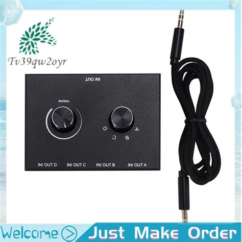【tv39qw2oyr】4 Port Audio Switch 35mm Audio Switcher Stereo Aux Audio