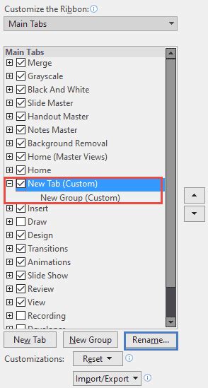 Add And Rename Ribbon Tabs In PowerPoint 365 For Windows
