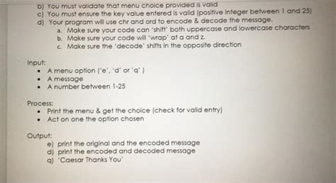 Solved Caesar Cipher Concepts • Inputoutput Data