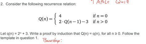 Solved 2 Consider The Following Recurrence Relation