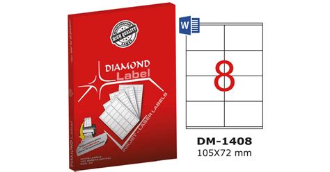 ლეიბლი 8 ნაჭრიანი Diamond 105x72მმ A4 100 ფურცელი · საკანცელარიო