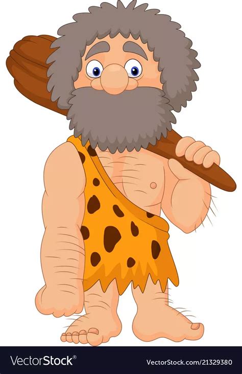 Cartoon Caveman Holding Club Vector Image On Vectorstock Artofit