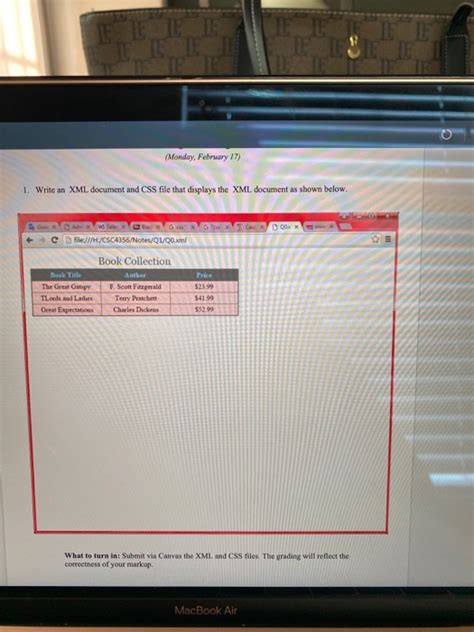 Solved Write An Xml Document And Css File That Displays The