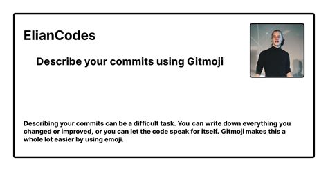 Elian Codes 🥳 Describe Your Commits Using Gitmoji