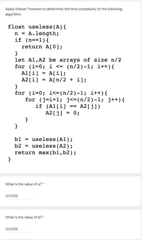 Solved Apply Master Theorem To Determine The Time Complexity