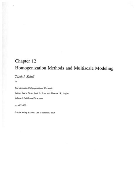 PDF Homogenization Methods And Multiscale Modeling