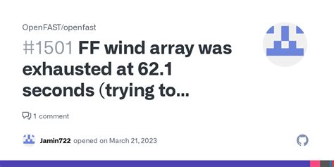 FF Wind Array Was Exhausted At 62 1 Seconds Trying To Access Data At