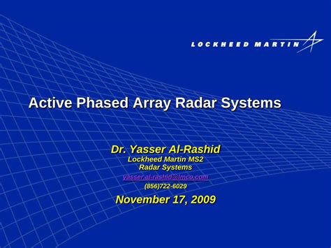 Pdf Intro To Active Phased Array Radar Systems Ofcm Phased Array Radar Systems Dr Yasser Al