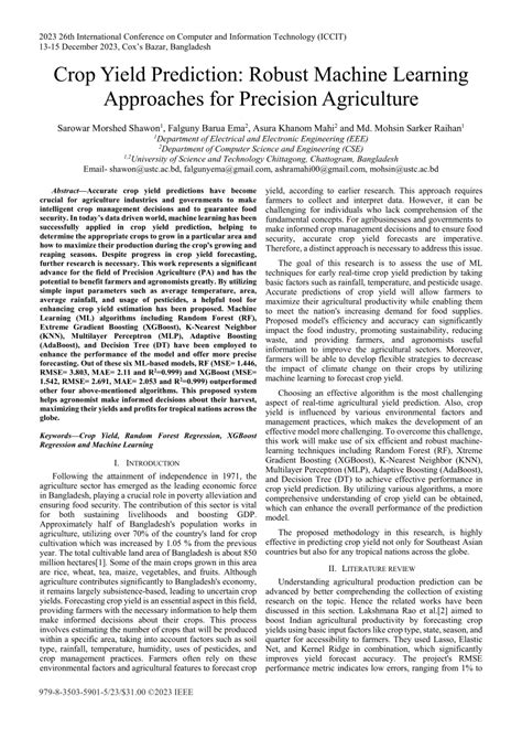 pdf crop yield prediction robust machine learning approaches for