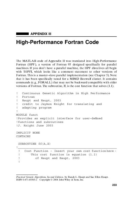 Pdf Appendix Iii High‐performance Fortran Code