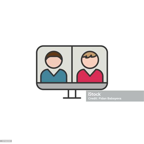 비디오 콜 랩톱 우정 개요 아이콘 우정 라인 아이콘의 요소 흰색 배경의 웹 로고 모바일 앱 Ui Ux에 표시 기호를 사용할 수 있습니다 Brand Name Online