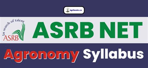 Asrb Net Agronomy Syllabus Agribooks Agri Books