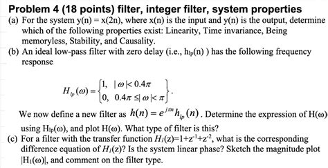 solved problem 4 18 points filter integer filter system