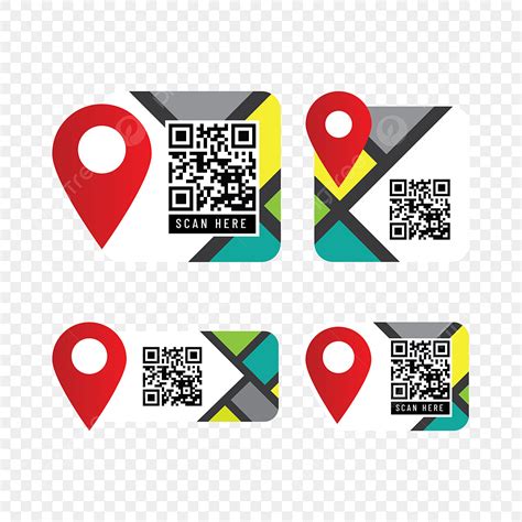 Qr Code Illustration Vector Hd Png Images Four Set Qr Code Label For Get Location In Map Scan